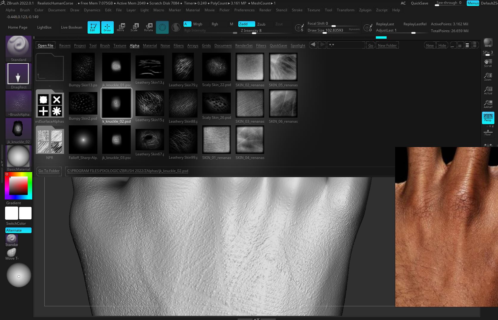 How to select alphas from the lightbox menu? - ZBrushCentral