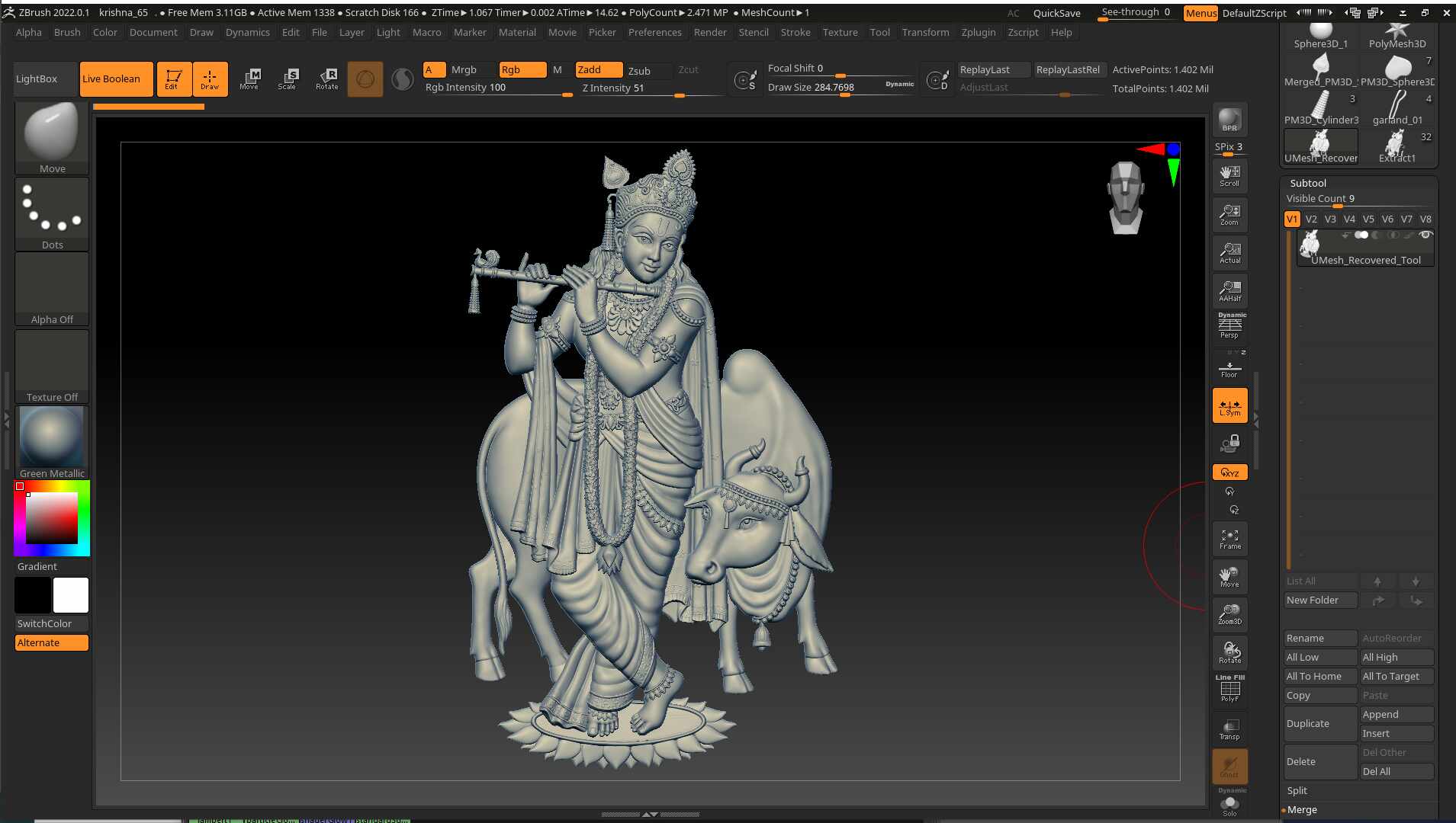Sri Krishna 3d relief for CNC & jewelry CAD design - ZBrushCentral