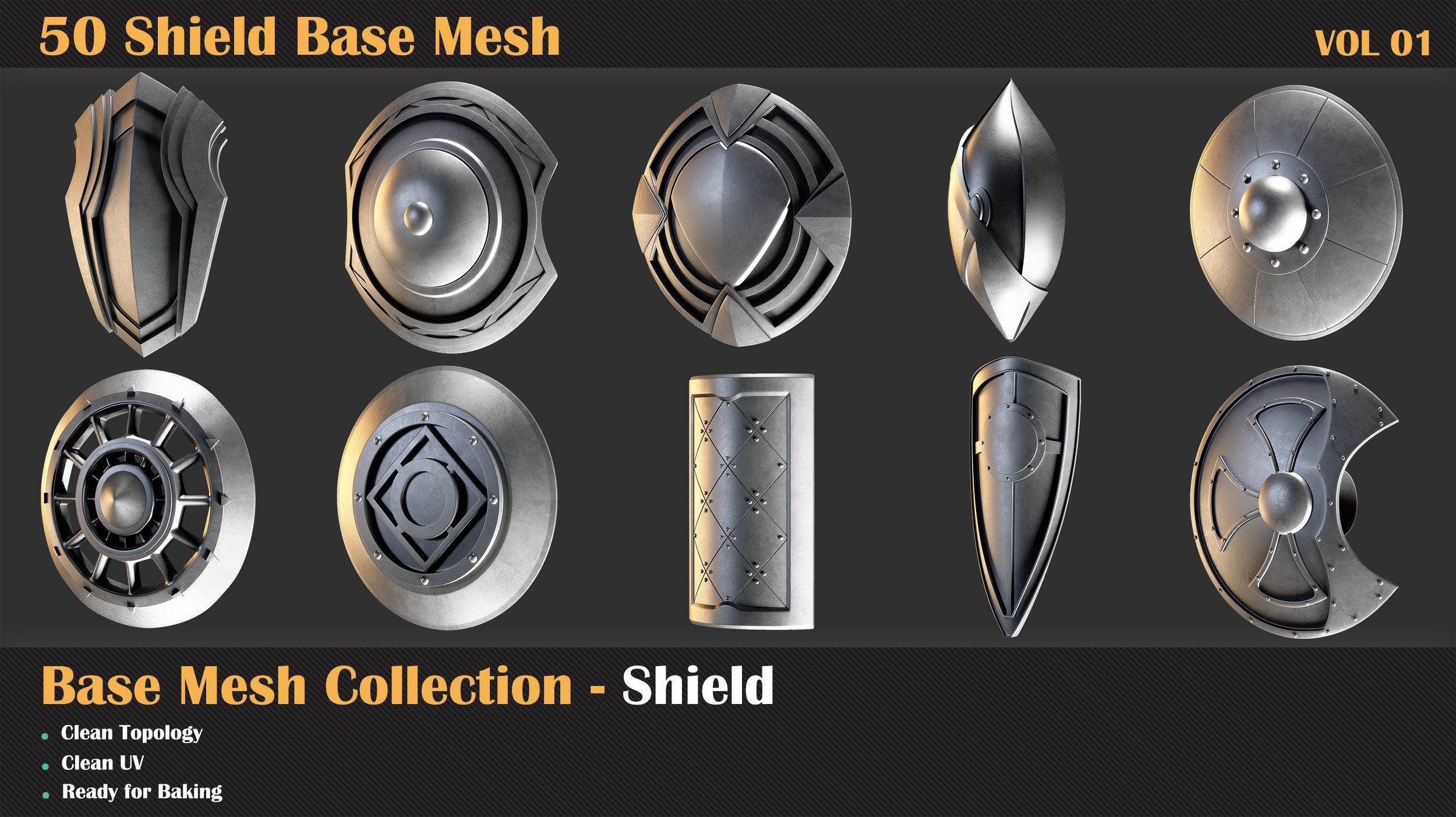 50 Shield Base Mesh - VOL 01 - ZBrushCentral