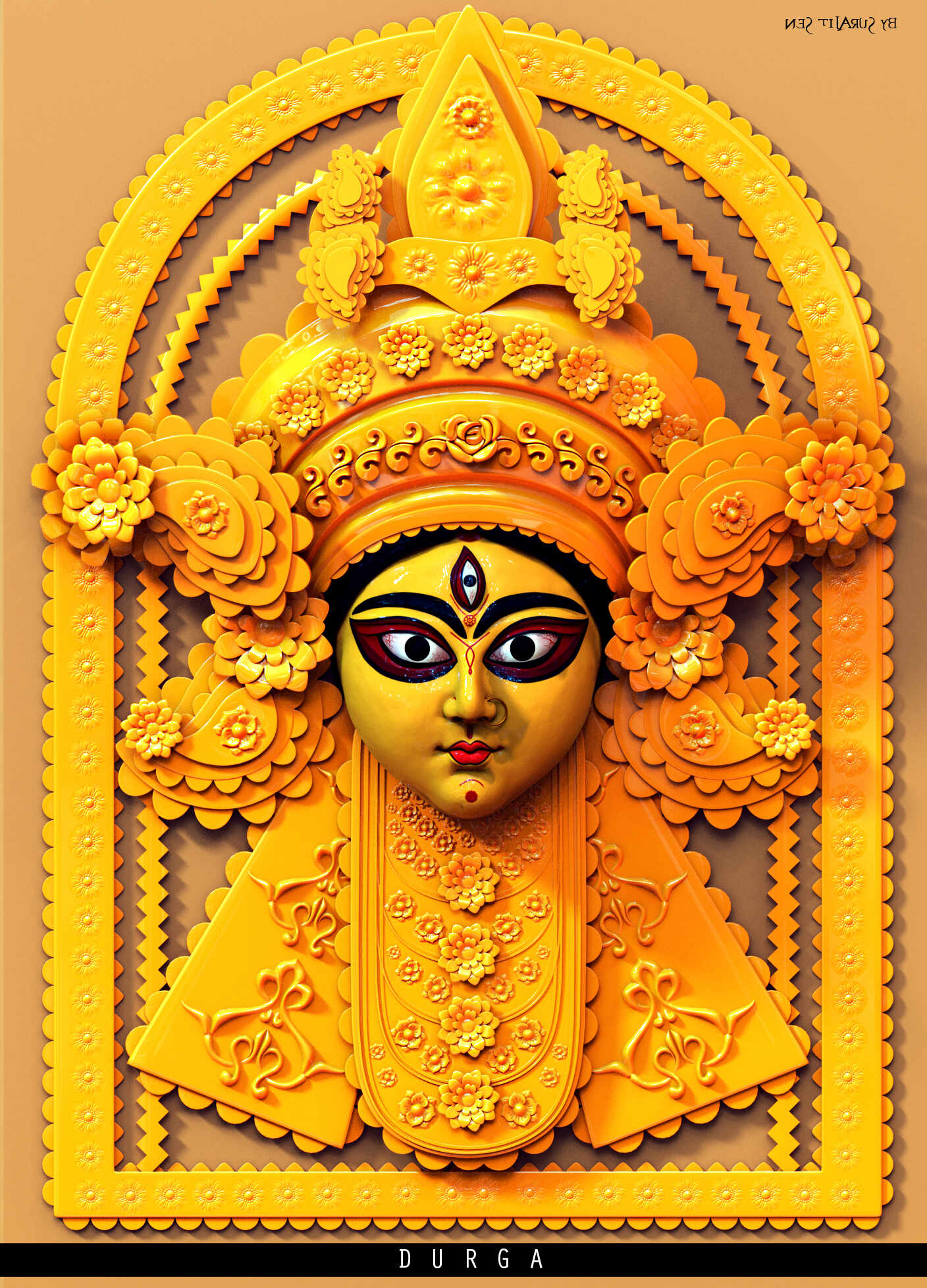Durga - Traditional Clay Sculpture - (Digital Sculpture) - by Surajit ...