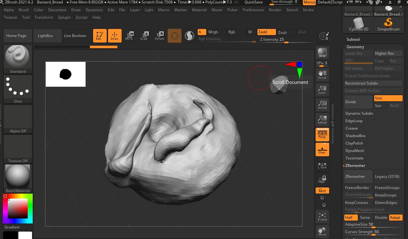 Zremesher Keeps Bringing Up The Previous Model I Was Working On ZBrushCentral