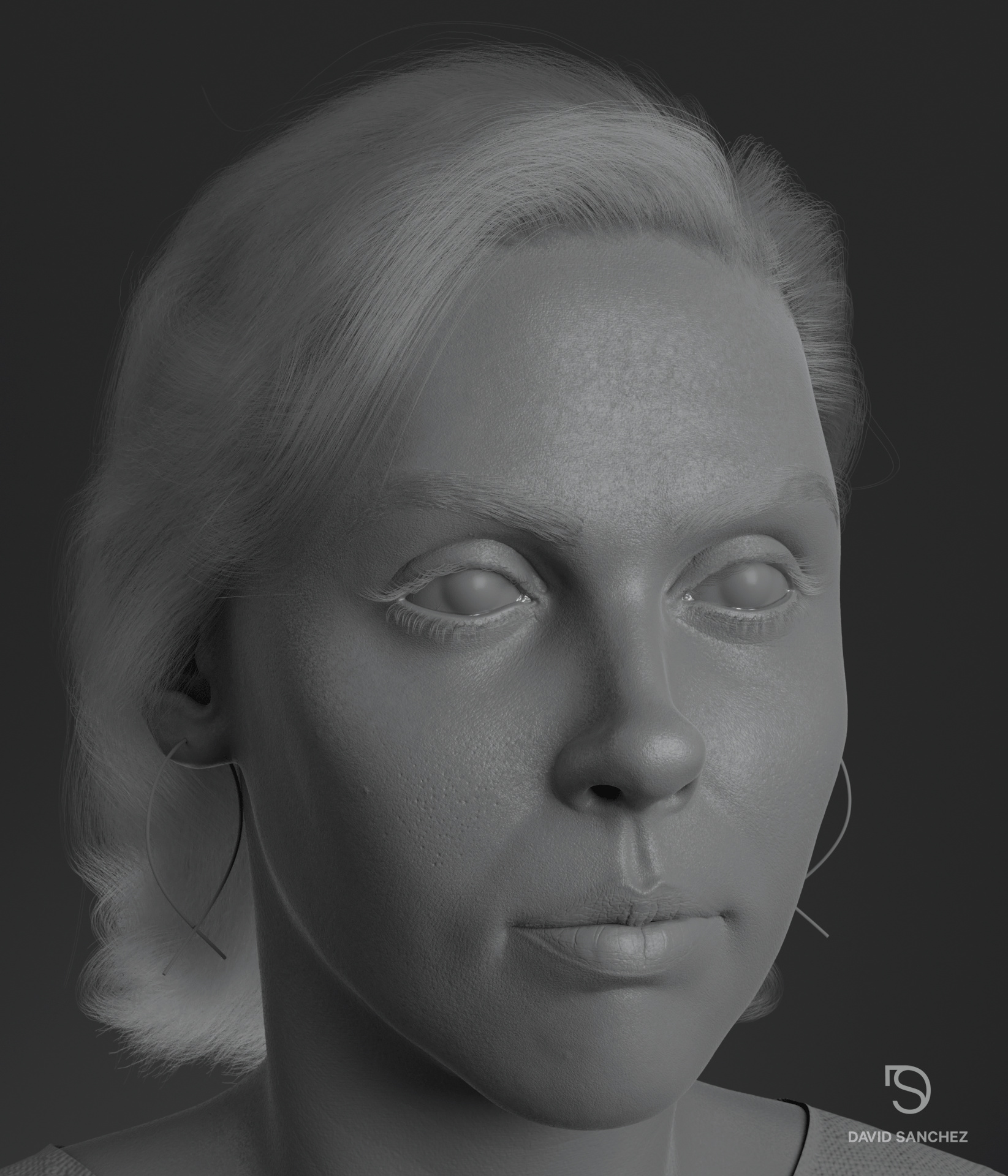 Justine 3D Portrait grey render - ZBrushCentral