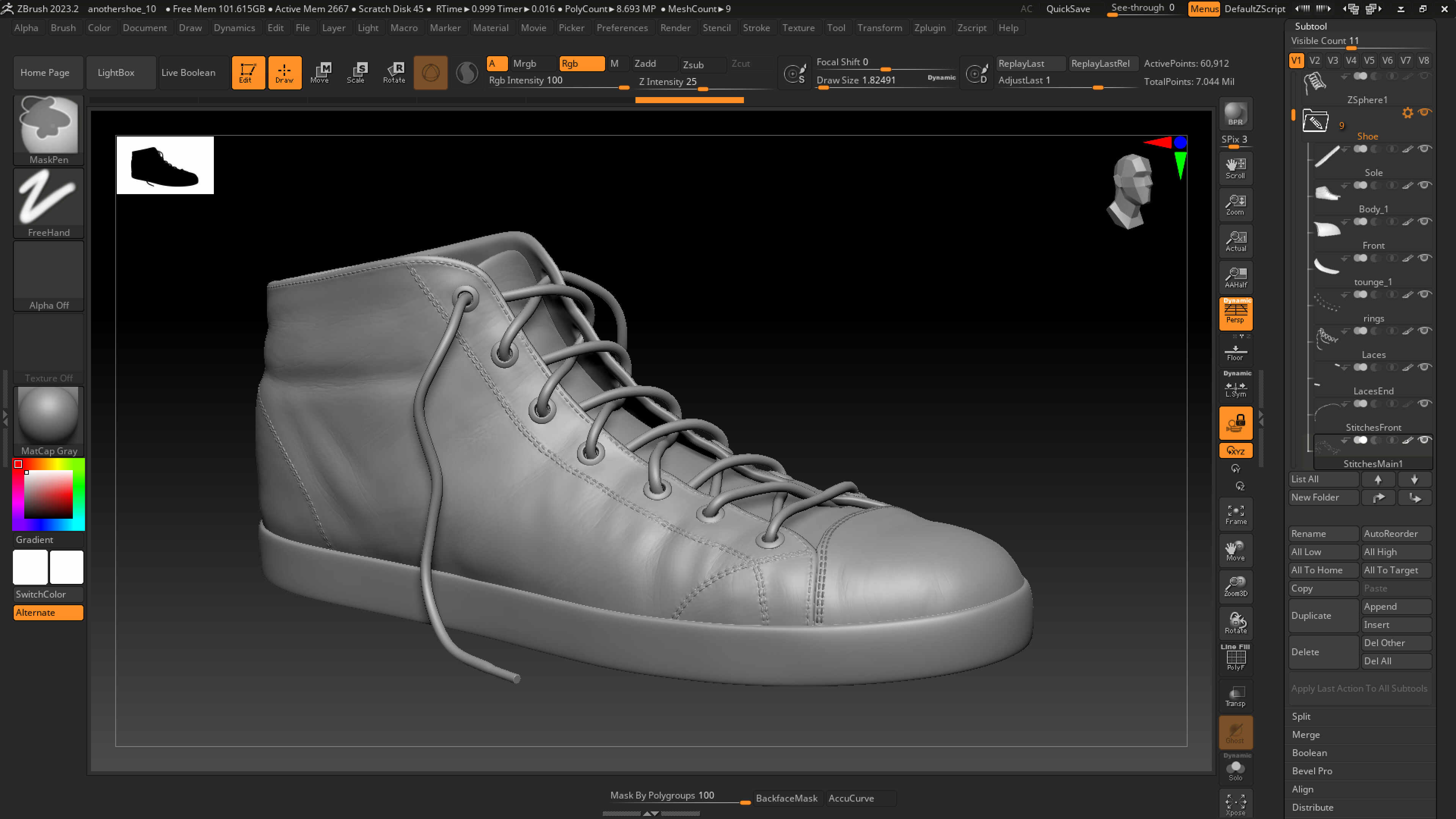 Shoe/Sneaker High Blue Leather - ZBrushCentral