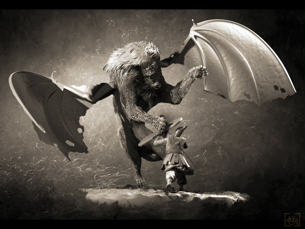Manticore fight against an immortal warrior - ZBrushCentral