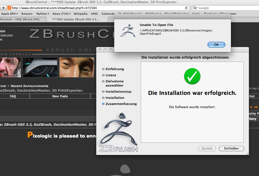 ZBrush 3.2 Mac OSX install crashes - ZBrushCentral