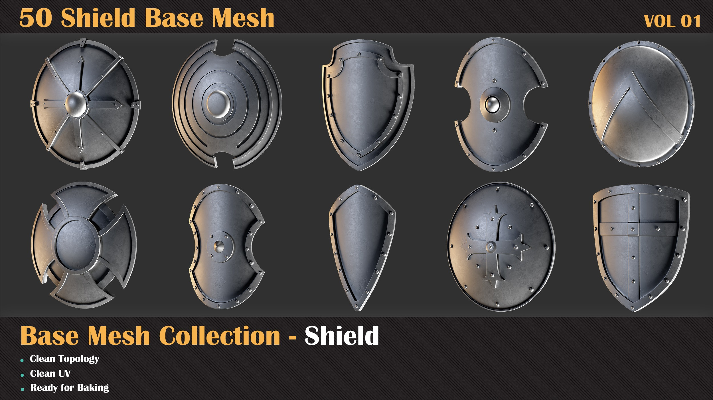 50 Shield Base Mesh - VOL 01 - ZBrushCentral
