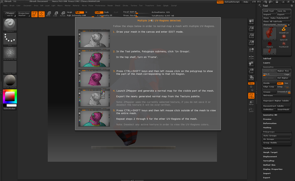 Multiple UV Regions Detected - ZBrushCentral