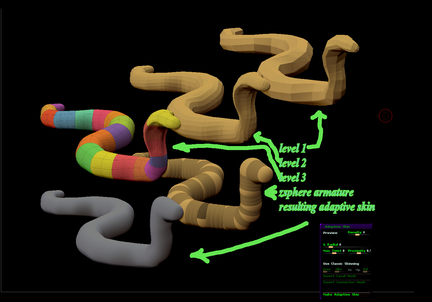 Snake creation from zspheres - ZBrushCentral