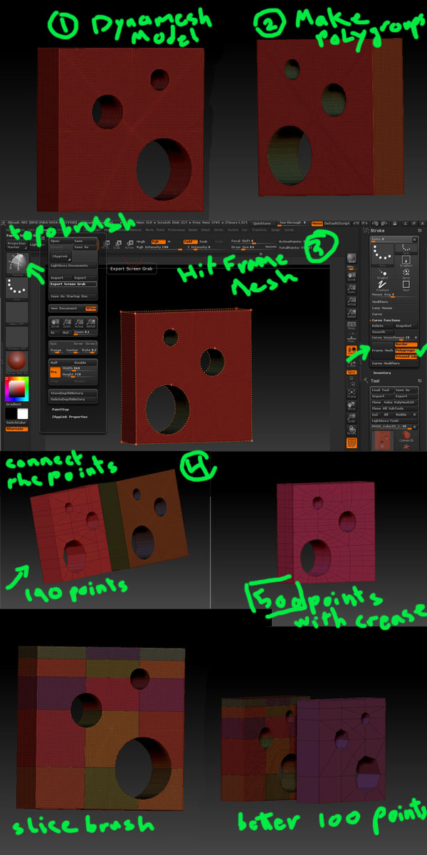 frame mesh polygroups topo. tech. for better hard surface lowploy model - ZBrushCentral