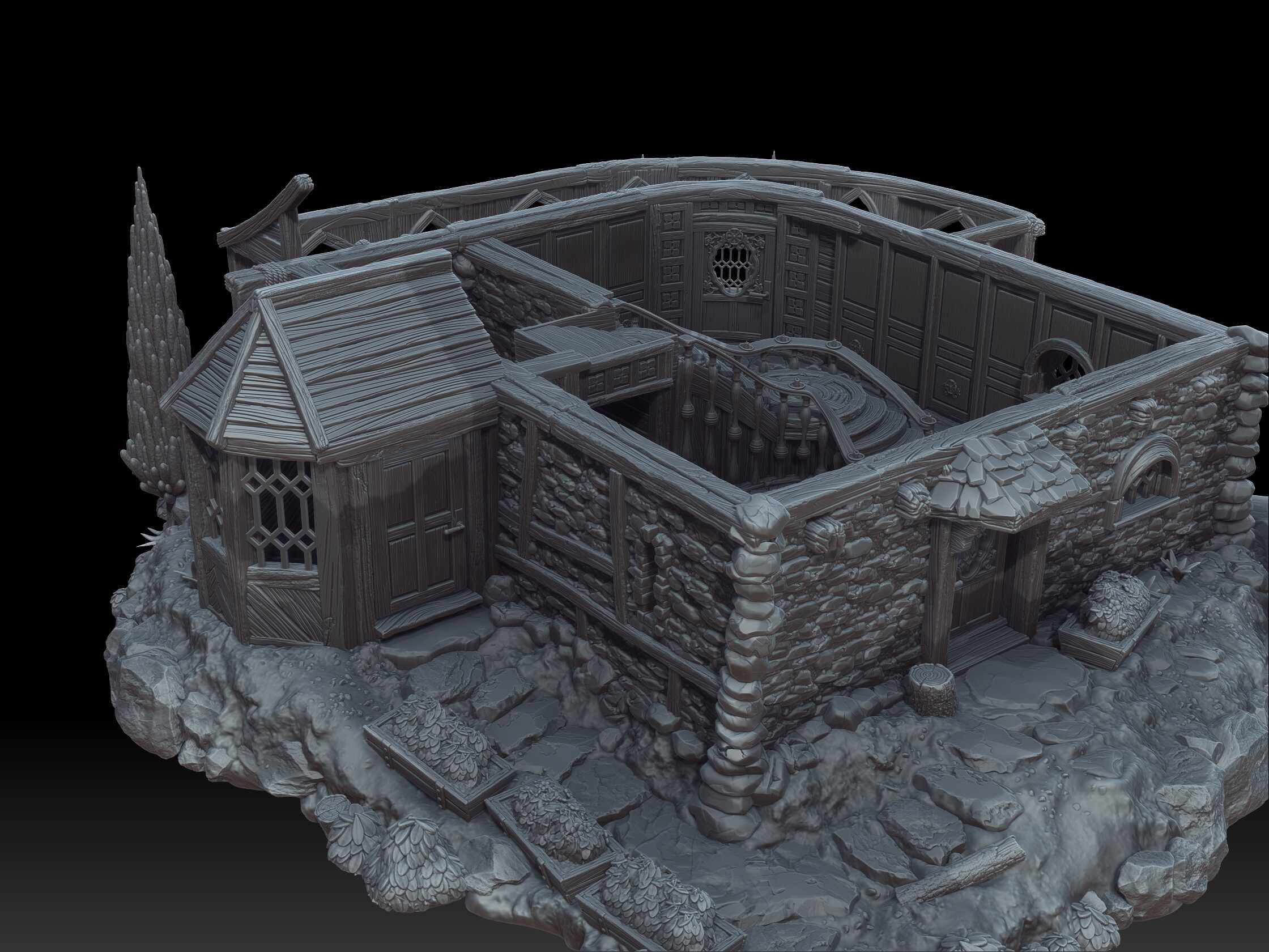 3D printable house for miniature table top games - ZBrushCentral