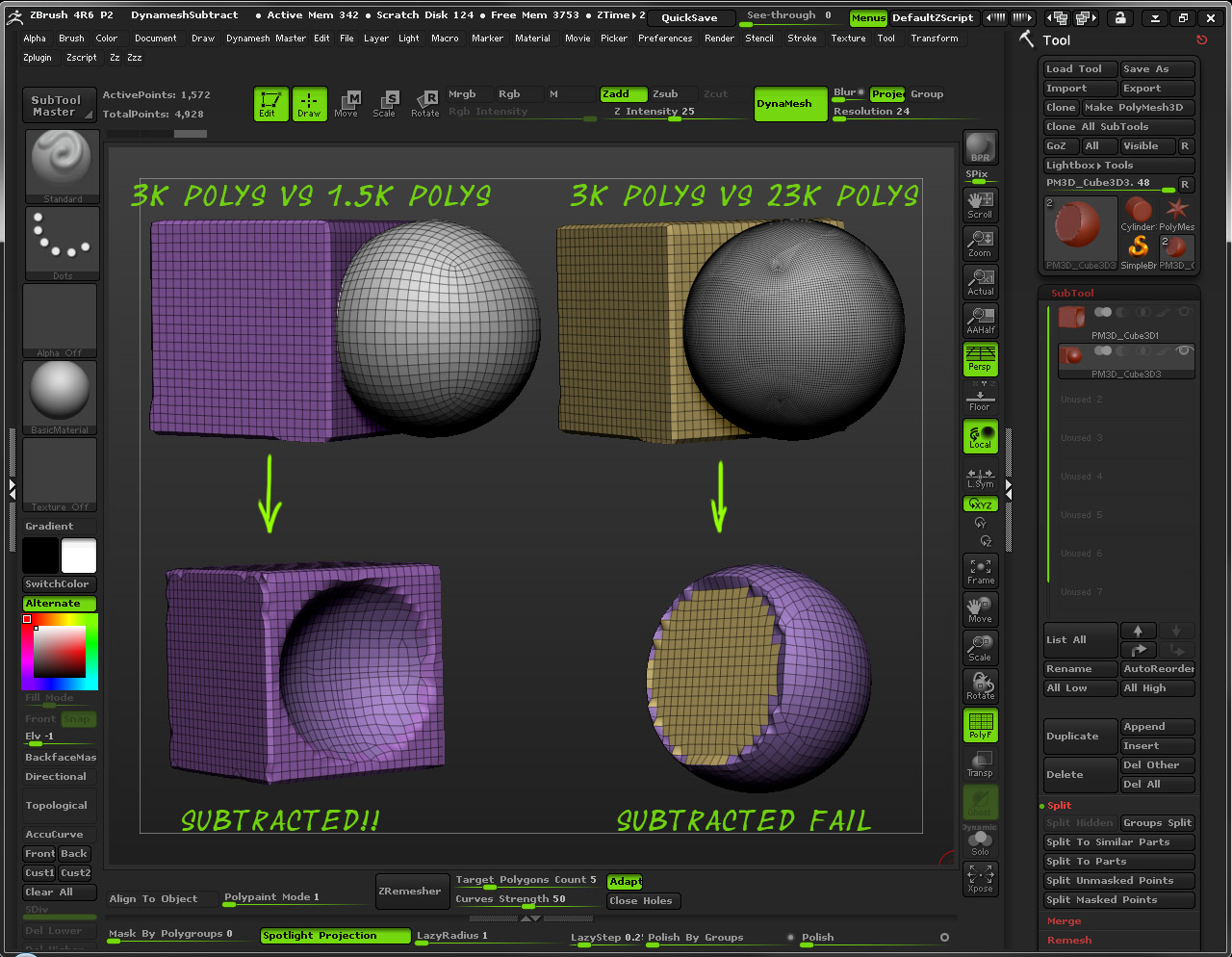 Dynamesh Subtaction Problems - ZBrushCentral