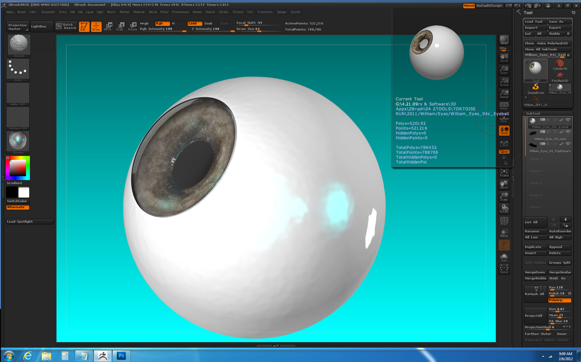 How do you see a Polypainted Subtool thru a Transparent Subtool ...