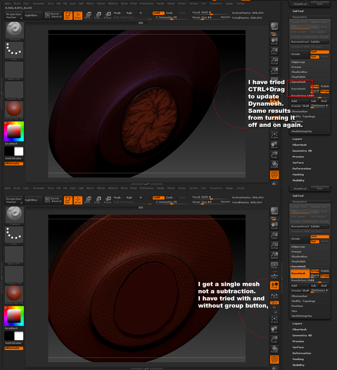 Dynamesh Subtaction Problems - ZBrushCentral
