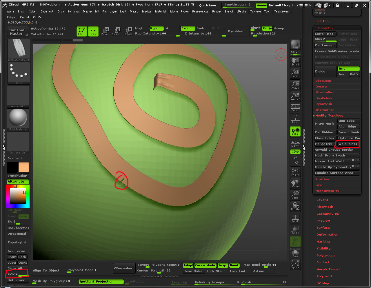 IMM not Welding when subdividing - ZBrushCentral