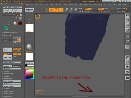 Zmapper menu disappears ... - ZBrushCentral