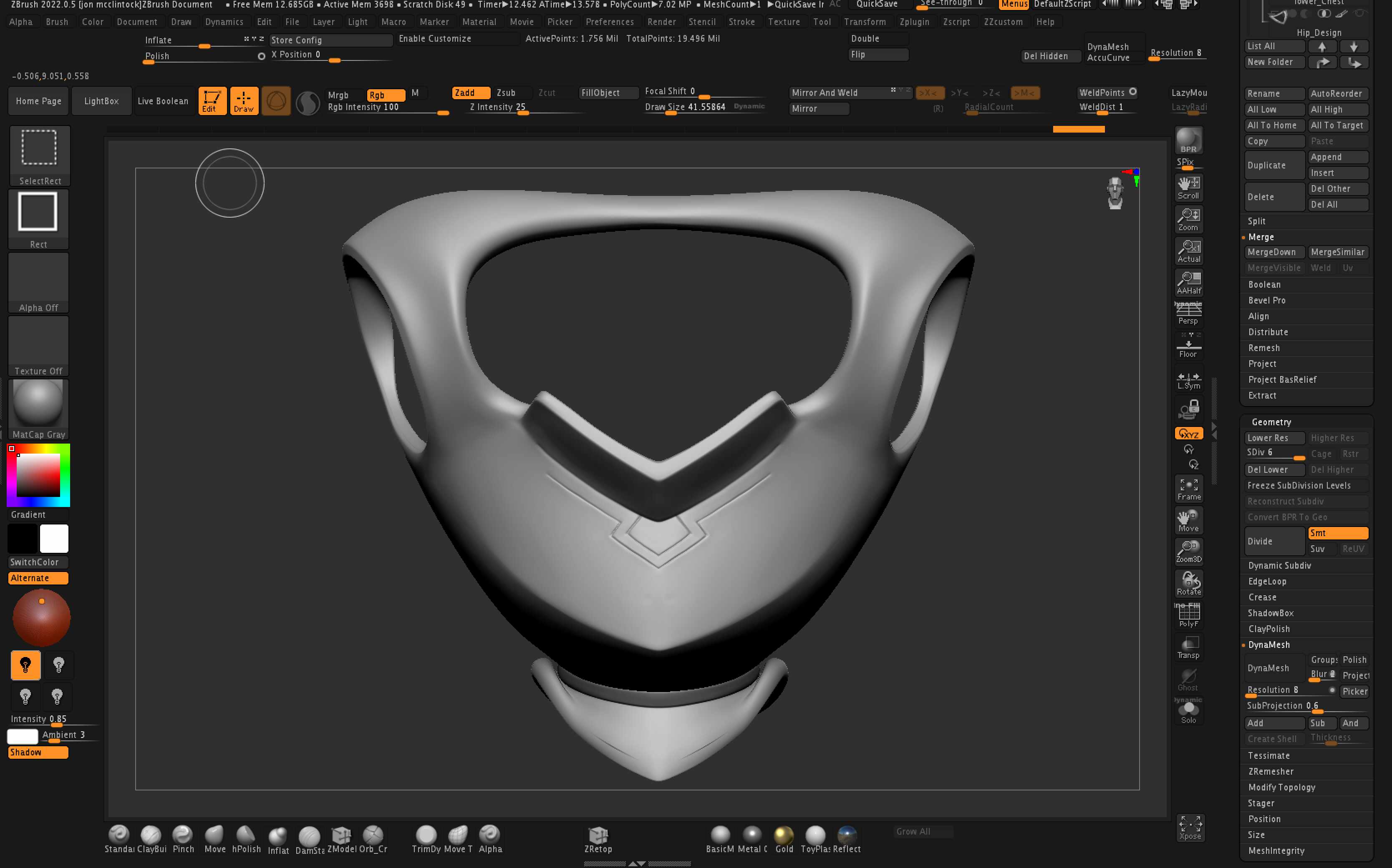 How can I mirror and weld this subtool w/ multiple subdivision? - ZBrushCentral