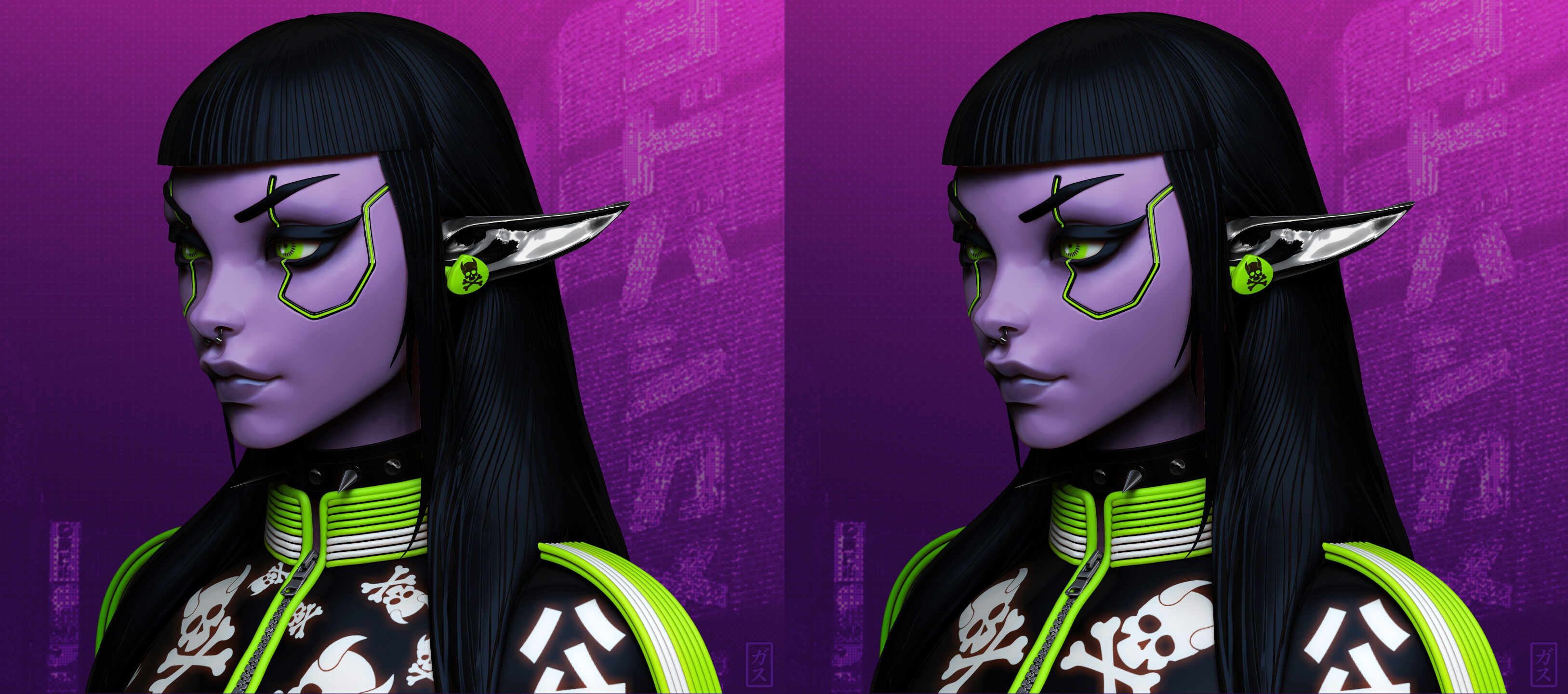 Electro Cyber Goth sort-of-elf girl - ZBrushCentral