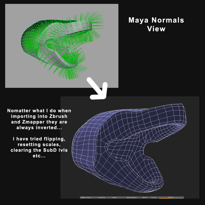 Flipped normals issue MaxMaya-Zmapper - ZBrushCentral