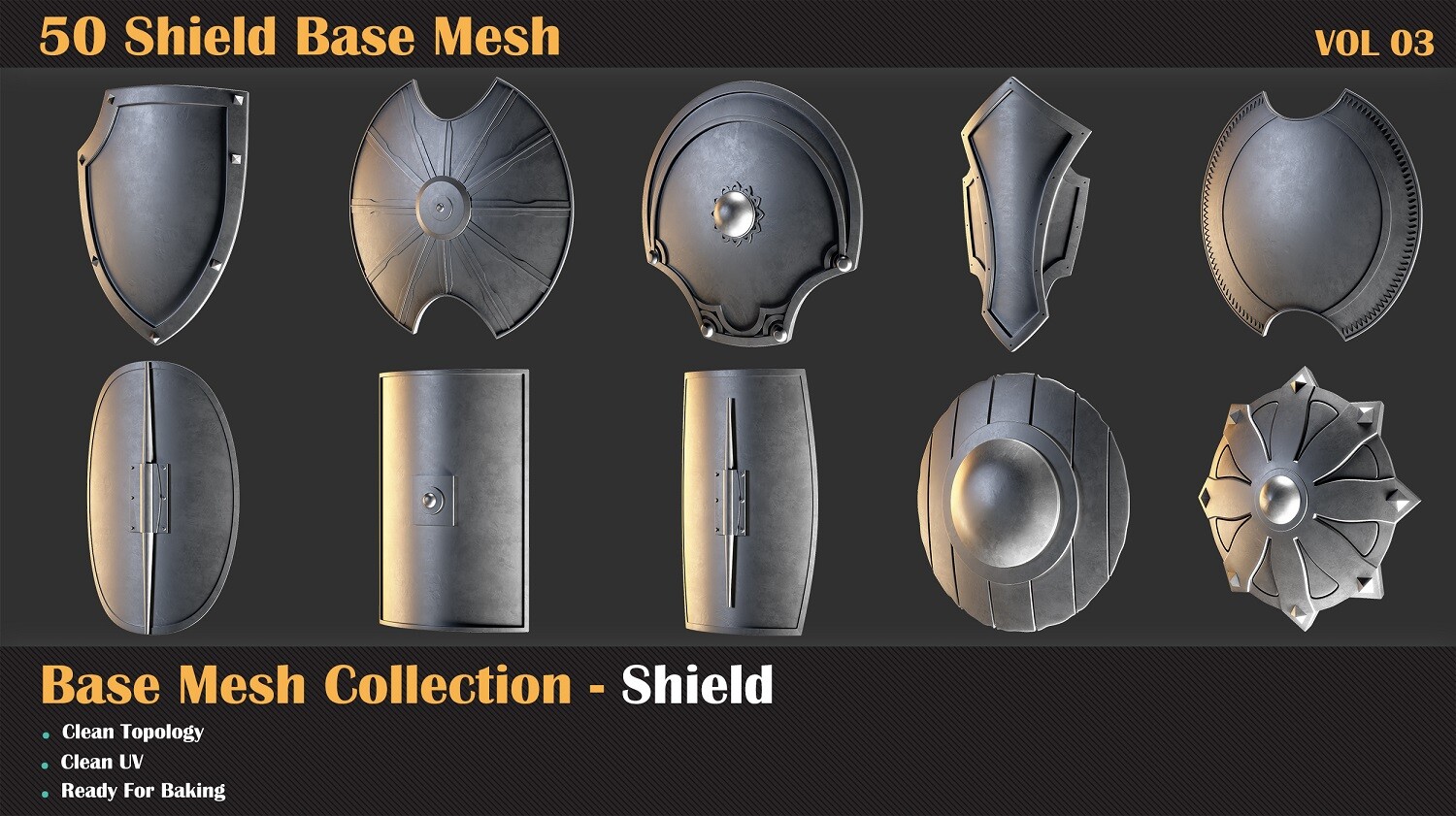 50 Shield Base Mesh - VOL 03 ( Game Ready ) - ZBrushCentral