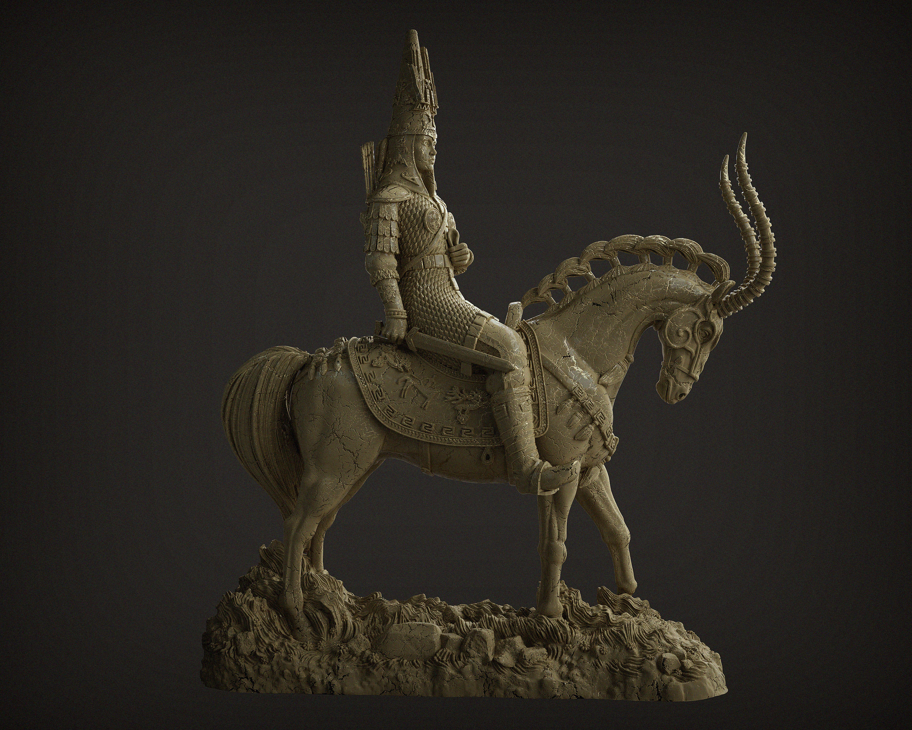 Women warrior Golden Armor Statue - ZBrushCentral