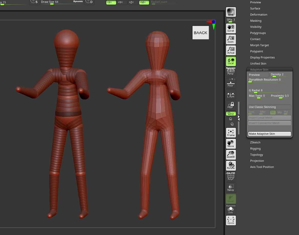 Adaptive Skin drastically different from Zsphere model - ZBrushCentral