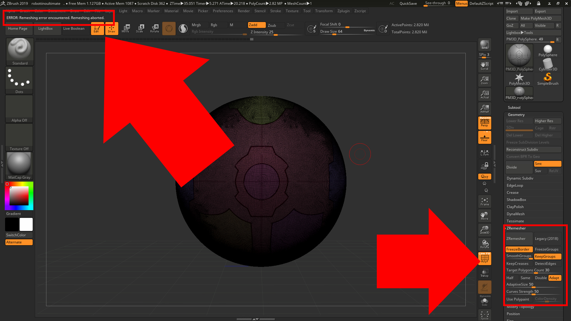 Zremeshing problem - ZBrushCentral