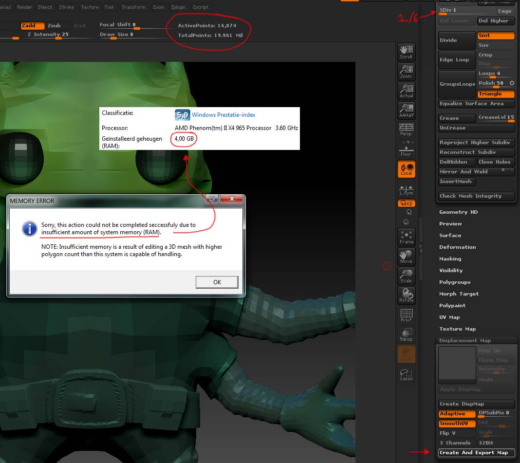 Zbrush crash: "insufficient memory" - ZBrushCentral