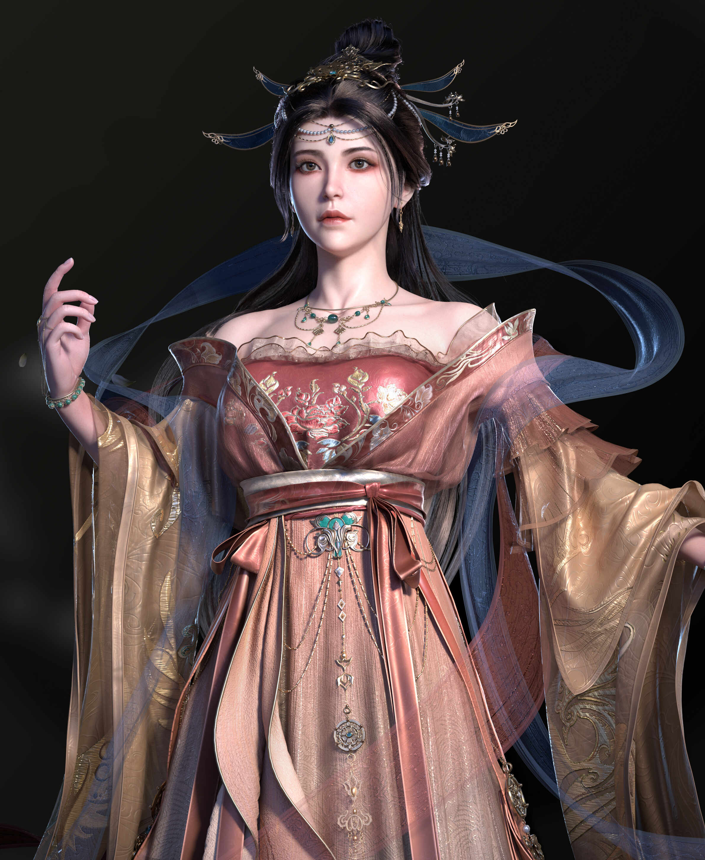 Oriental antique realistic female 3D character work - ZBrushCentral