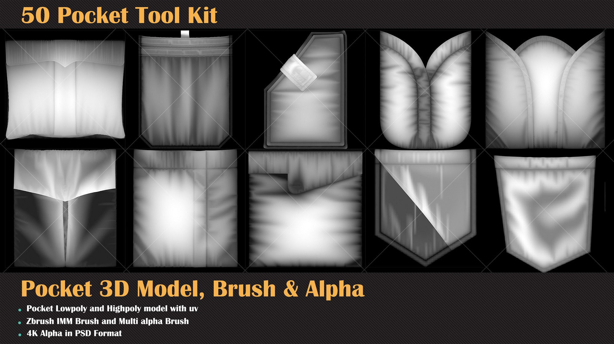 50 Pocket Tool Kit ( 3DModel, Brush, Alpha ) - ZBrushCentral