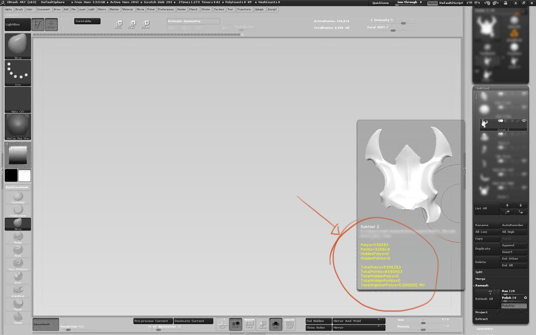 different colors on subtool description (info) - ZBrushCentral