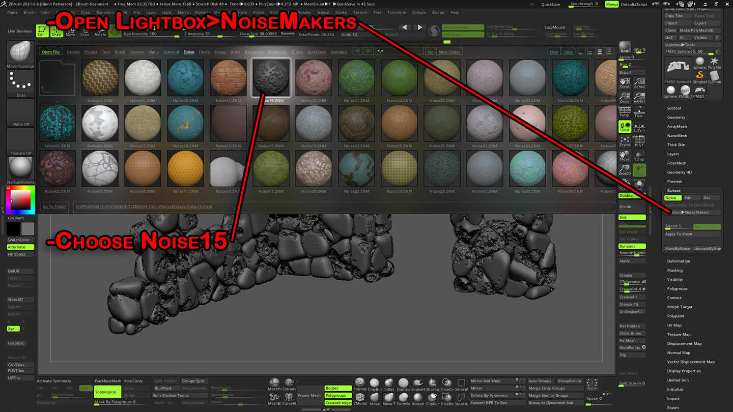 3D Surface Noise with Noise Maker in Zbrush 2021 & Zbrush Core ...
